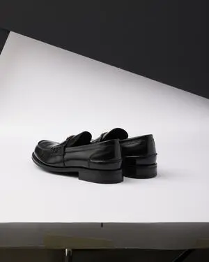 Prada Brushed Leather Loafers - Black