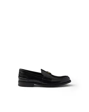 Prada Brushed Leather Loafers - Black