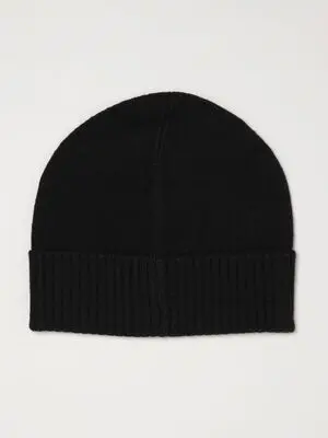 BOSS Wool And Cotton Beanie Hat With Turn-up Cuff And Embroidered Logo - Black