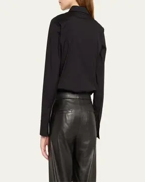 Wolford Cotton Poplin Blouse Bodysuit - Black