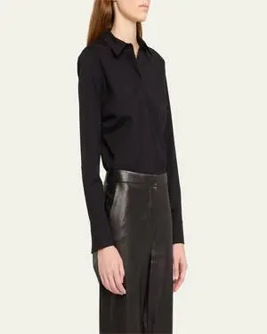 Wolford Cotton Poplin Blouse Bodysuit - Black