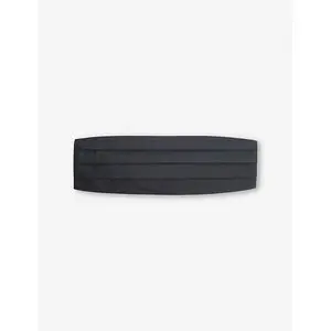 REISS Cameron Pleated Silk Cummerbund Navy