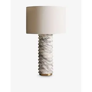 SOHO HOME Casper Arabescato Corchia Linen And Marble Table Lamp 81cm - Multi