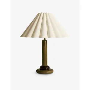 SOHO HOME Ferguson Scalloped-shade Linen And Oak Table Lamp - Multi
