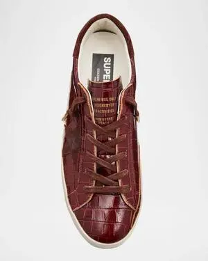 GOLDEN GOOSE Super-star Croco Embossed Low-top Sneakers - Bordeaux