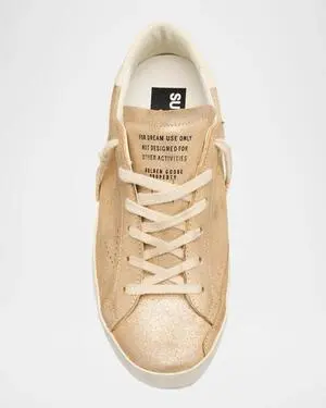 GOLDEN GOOSE Super-star Glitter Suede Low-top Sneakers - Platinum