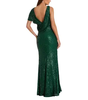 Mac Duggal Sequined Trumpet Gown - Emerald