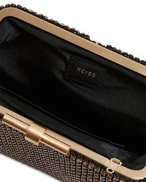 REISS Adaline Crystal Clutch - Gold