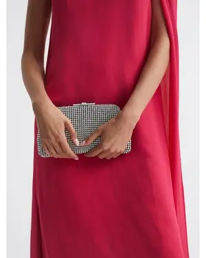 REISS Adaline Crystal Clutch - Silver