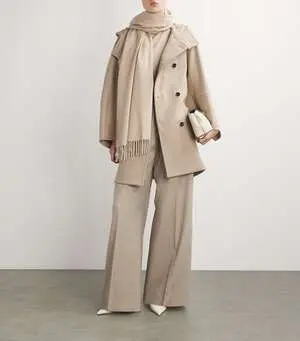 Max Mara Cashmere Fringed Scarf - Beige