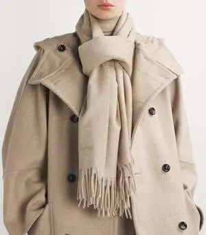 Max Mara Cashmere Fringed Scarf - Beige