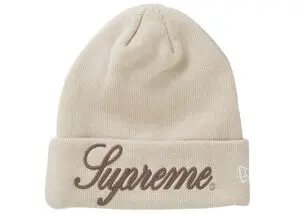 Supreme New Era Script Beanie - Natural
