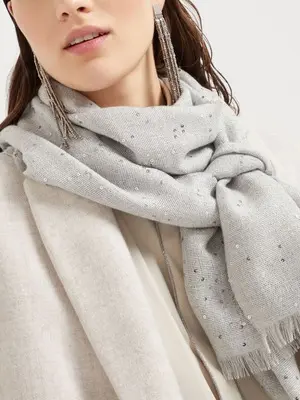 Brunello Cucinelli Fringed Sequin Detailing Scarf