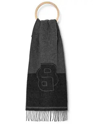 BOSS Logo-jacquard Scarf - Grey