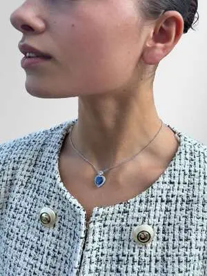 JUWELINA PARIS Heart Sapphire Pendant Necklace