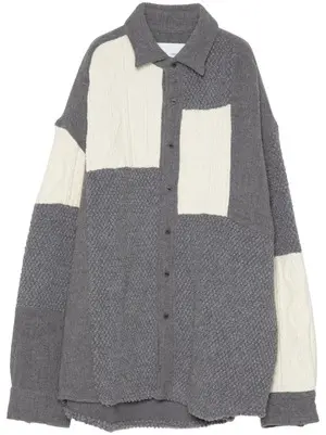 YOSHIOKUBO Long-sleeve Knitted-panels Shirt