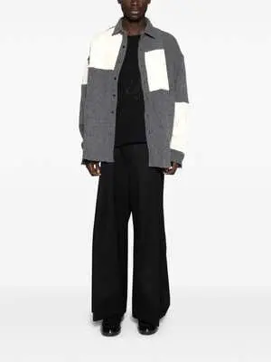 YOSHIOKUBO Long-sleeve Knitted-panels Shirt
