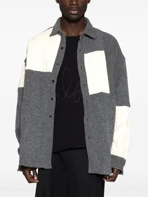 YOSHIOKUBO Long-sleeve Knitted-panels Shirt