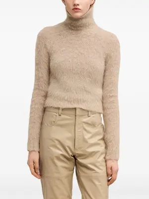 Ami Brushed-effect Roll-neck Jumper - Neutrals