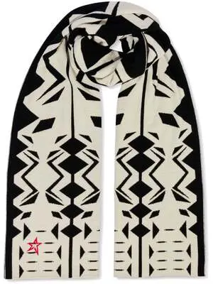 Perfect Moment Geo-pattern Merino-wool Scarf - Black