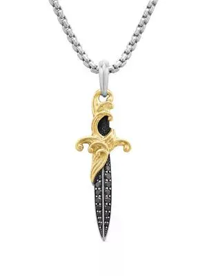 David Yurman 18k Yellow Gold And Sterling Waves Dagger Amulet - Silver