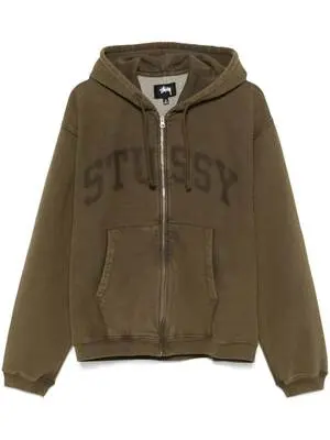 StÜssy Faded-graphic Zip-up Hoodie - Green