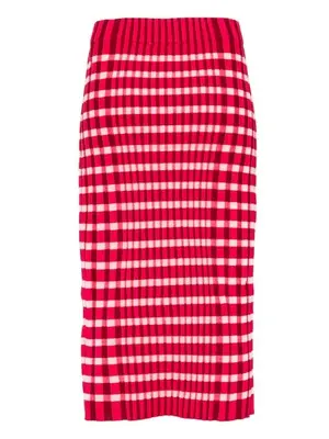 Maison Kitsuné Checked Knitted Skirt