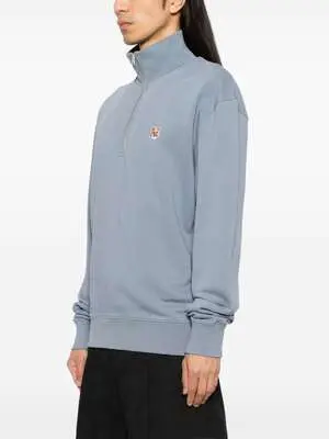 Maison Kitsuné Fox Head-patch Half-zip Sweatshirt - Blue