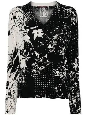 High Lucky Dip Floral Print Jumper - Black