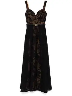 Elie Saab Embroidered Tulle Dress - Black