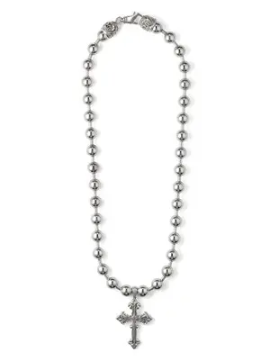 Emanuele Bicocchi Cross Pendant Ball Chain Necklace - Silver