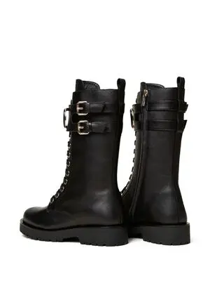 TWINSET Oval T Leather Combat Boots
