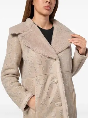 Philipp Plein Monogram-pattern Shearling Coat