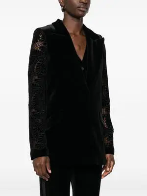 NISSA Floral Embroidered Velvet Blazer
