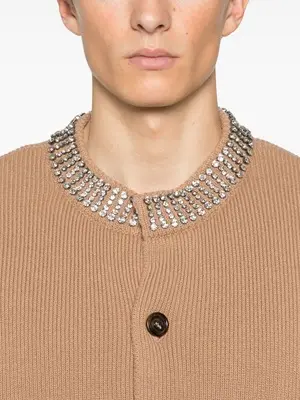 Gucci Crystal-Embroidered Cardigan - Brown | Editorialist