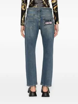 Versace Logo-embroidered Slim-cut Jeans