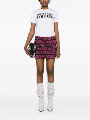 Versace Embroidered-logo Pleated Mini Skirt
