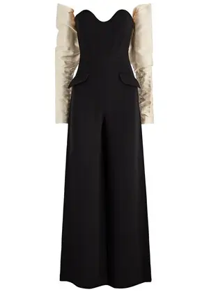 NAFSIKA SKOURTI Strapless Crepe Jumpsuit - Black