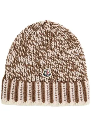 Moncler Mouliné Wool-blend Beanie - Brown