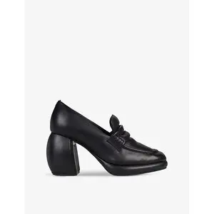MARTINE ROSE X CLARKS Leather Heeled Loafers - Black Leather