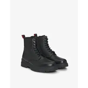 Hugo Embossed-logo Leather Ankle Boots
