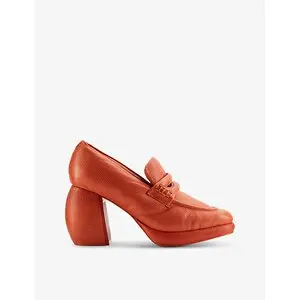 MARTINE ROSE X CLARKS Leather-blend Heeled Loafers - Orange Int Lea
