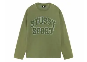 StÜssy 2 Tone Cotton Mesh Crew - Green