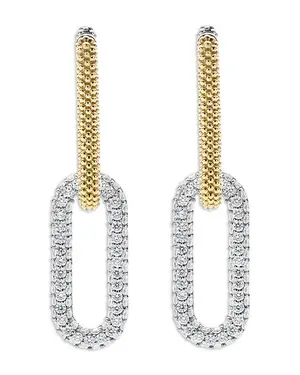 Lagos 18k Yellow Gold And Silver Diamond Link Drop Earrings
