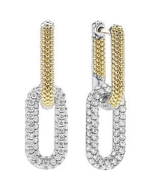 Lagos 18k Yellow Gold & Silver Caviar Diamond Drop Earrings - Silver/gold
