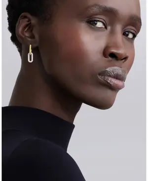 Lagos 18k Yellow Gold & Silver Caviar Diamond Drop Earrings