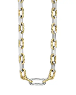 Lagos 18k Yellow Gold & Silver Diamond Link Necklace - Silver/gold