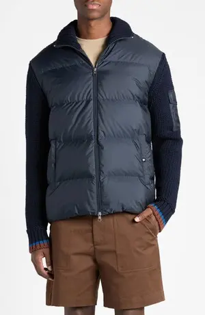 Moncler Quilted Down And Knit Cardigan