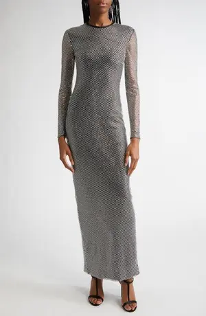 Dolce & Gabbana Crystal Embellished Long Sleeve Gown - S0998 Argento |  Editorialist