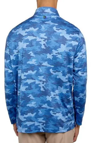 CON.STRUCT Regular Fit Camo Print Recycled Performance Quarter Zip - Navy/blue